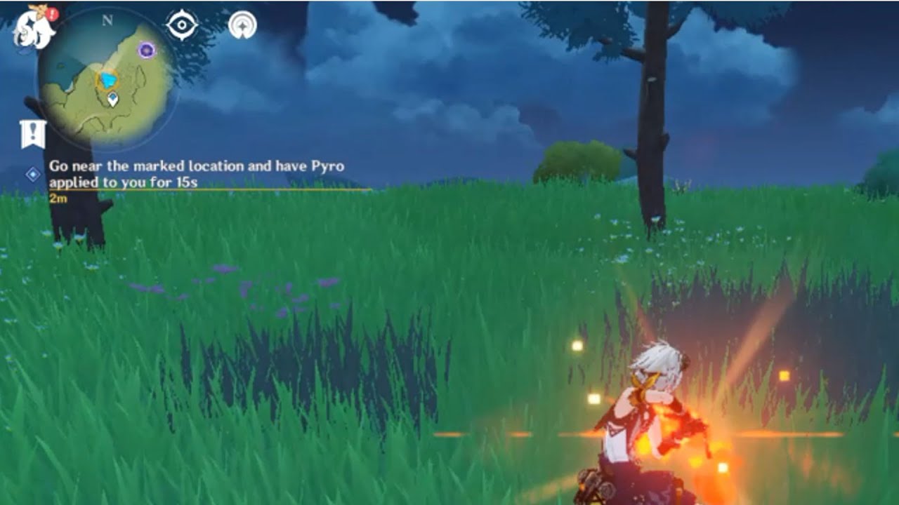 Go near the marked location and have pyro applied to you for 15s ...