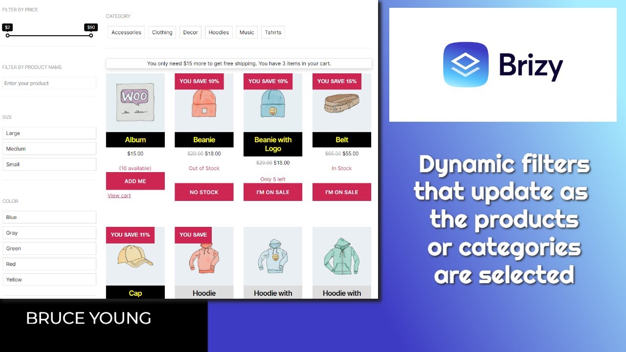 Dynamic interactive filter when working with Brizy and WooCommerce ...