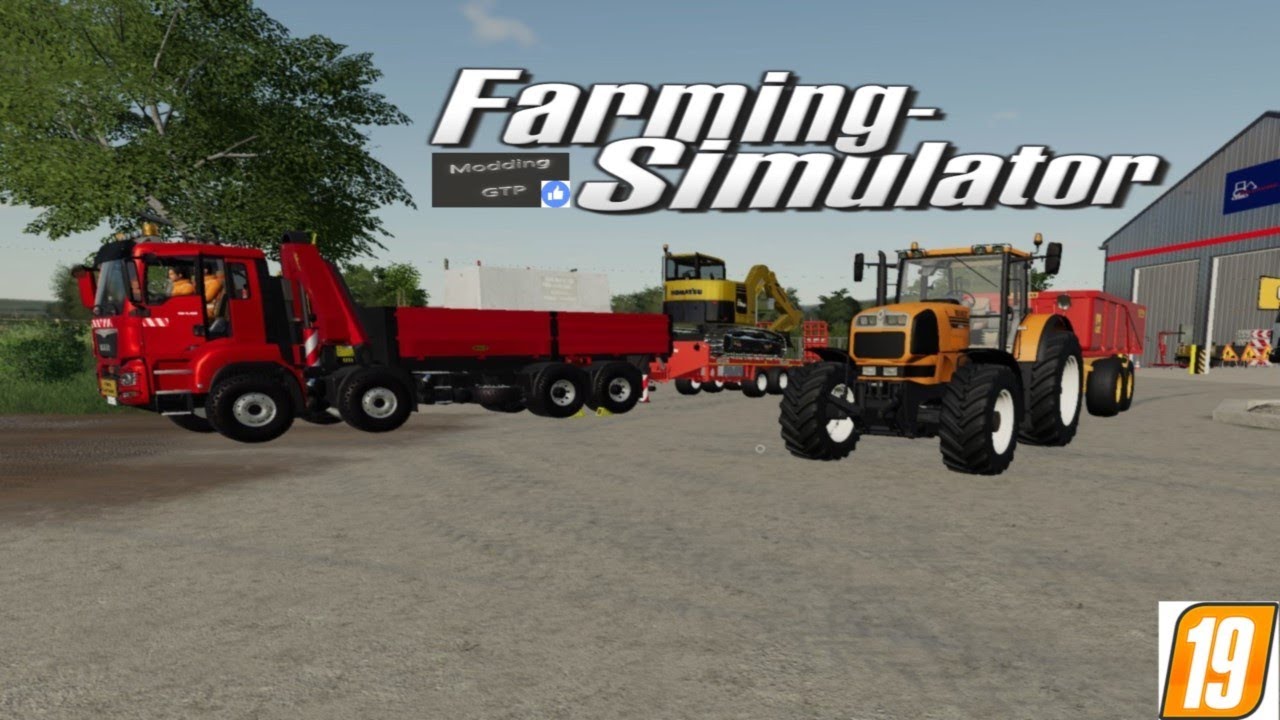 FS19 TP Komatsu PC118MR - Man TGS 41480 8x4 Plateau Meiller Grue - YouTube