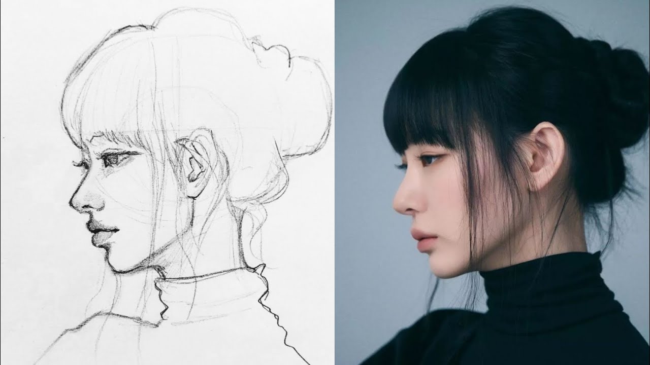 How to draw a Portrait using Loomis method- side view |Rini8sh - YouTube