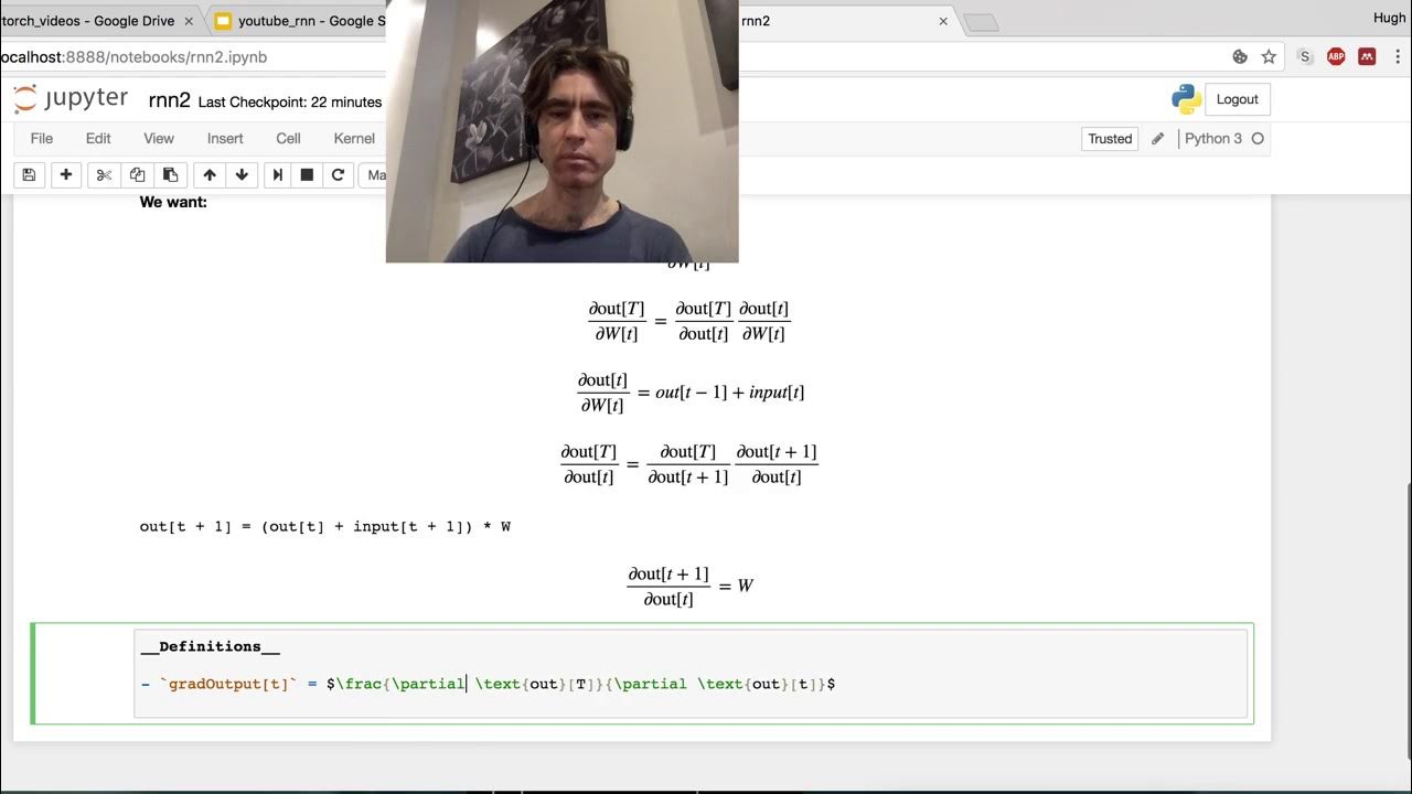 Maths for RNNs, using PyTorch, part 5: relationship between maths notation and python variable ...