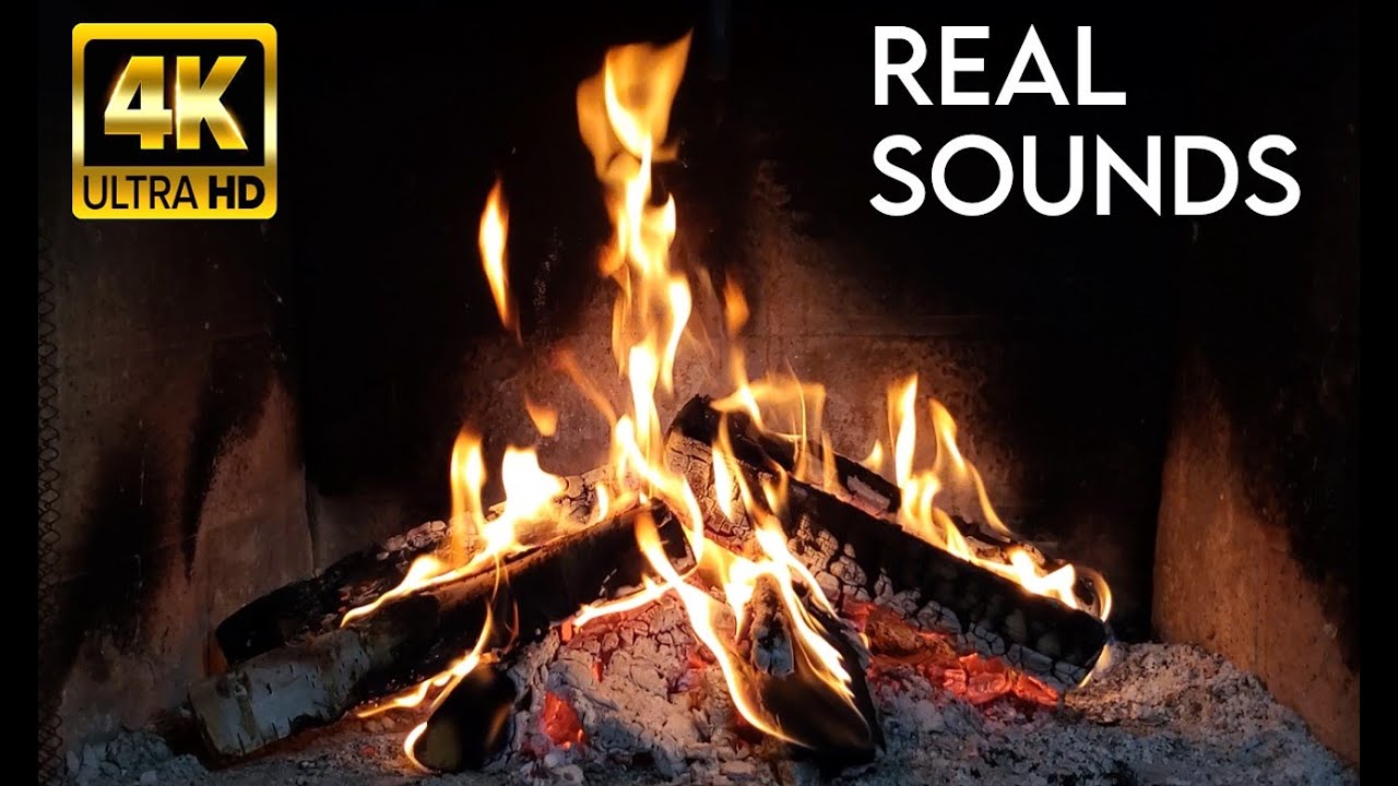 🔥Real Fireplace Burning with Real Fire Sounds [4K UHD] - YouTube