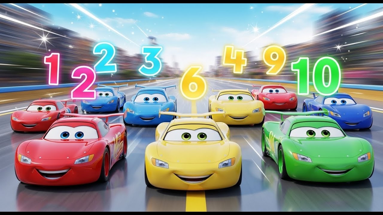 Counting Fast Cars on the Road 🚗🚙 | Numbers Song for Kids | Fun ...