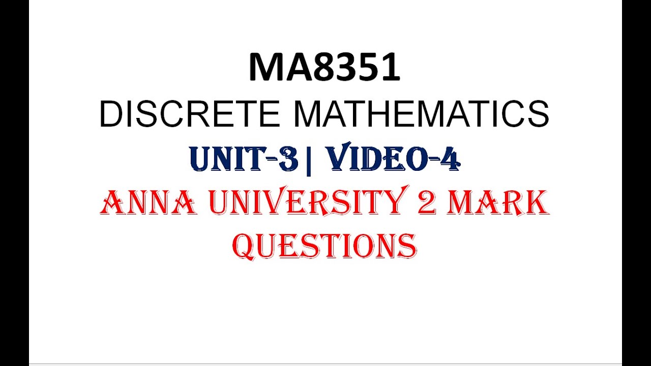 Ma8351 Discrete Mathematics Unit 3 Video 4 Problems Using Handshaking Theorem Youtube
