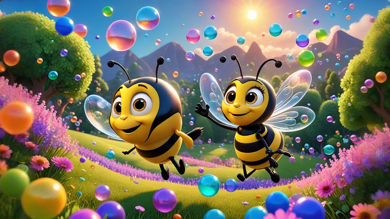 Seven Bubble Bees Blow Bubblegum | Fun & Counting Song for Kids ...