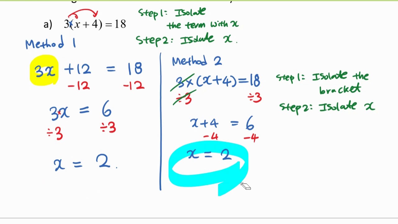 Math 8 Ch. 6.4 Modelling and Solving Two-Step Equations a(x + b)=c ...