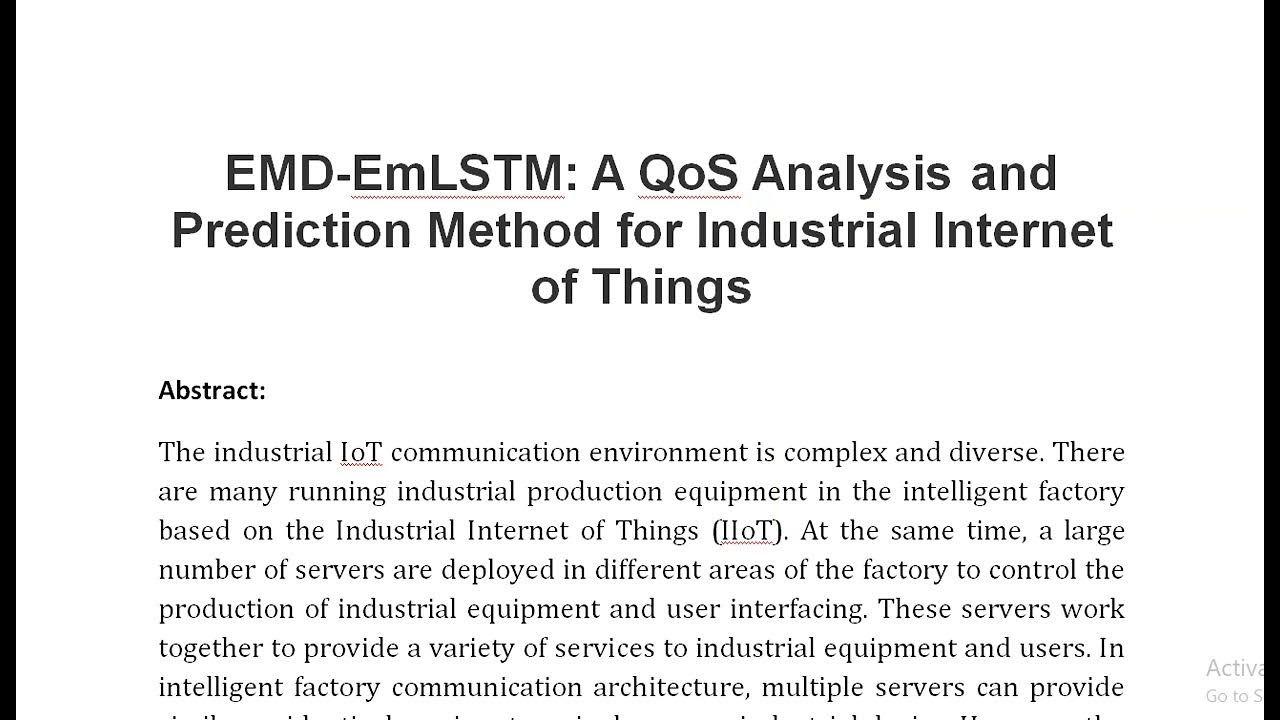 EMD EmLSTM A QoS Analysis and Prediction Method for Industrial Internet of Things - YouTube