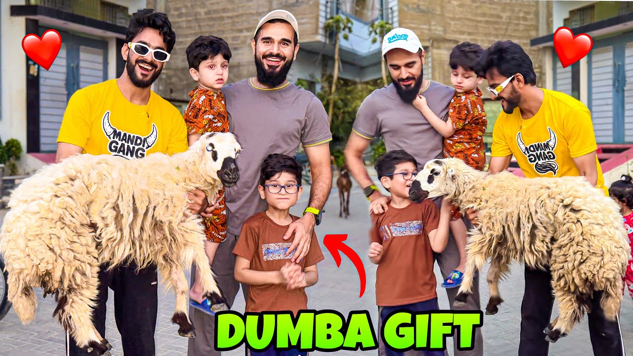 SURPRISING MUSTAFA HANIF’s SON WITH DUMBA GIFT😍 | MISHKAT KHAN | BAKRA EID | MANDI - YouTube