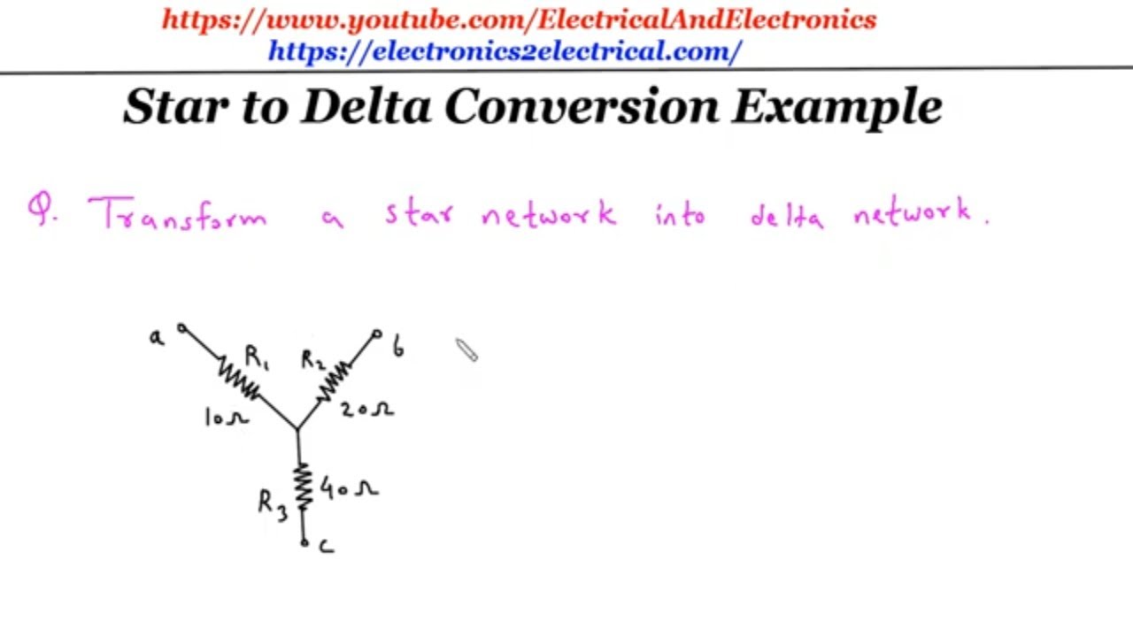 Star to delta conversion example | Electrical Engineering - YouTube