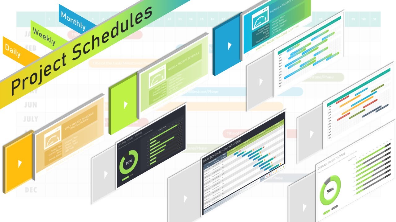 Project Schedule Template - Daily, Monthly & Weekly - PowerPoint ...