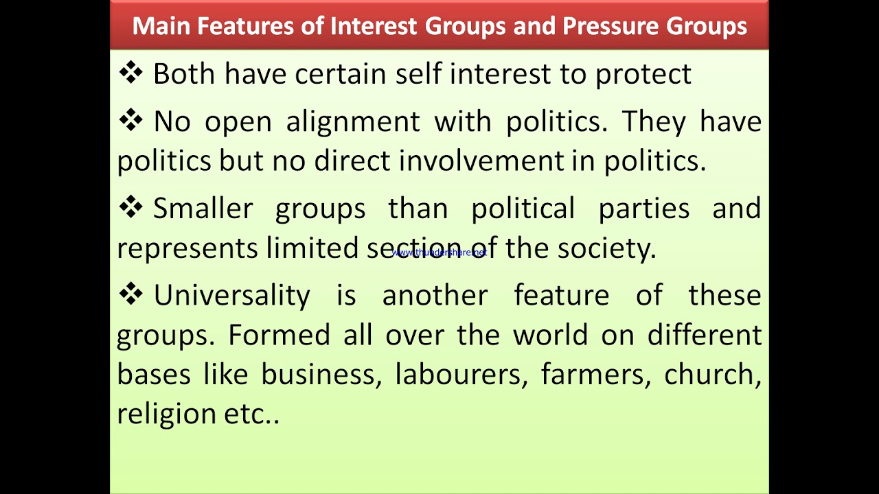 Interest Groups and Pressure Groups Part I - YouTube