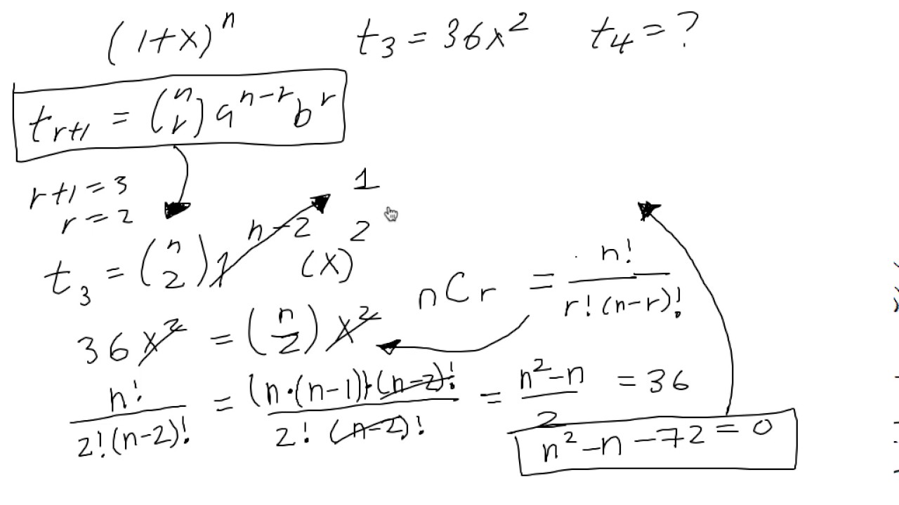 Binomial Theorem: Finding a term given another term - YouTube