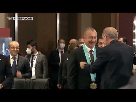 Cumhurbaşkanı Recep Tayyip Erdoğan, İlham Aliyev’e Türk Dünyası Yüksek Nişanı’nı Takdim Etti.
