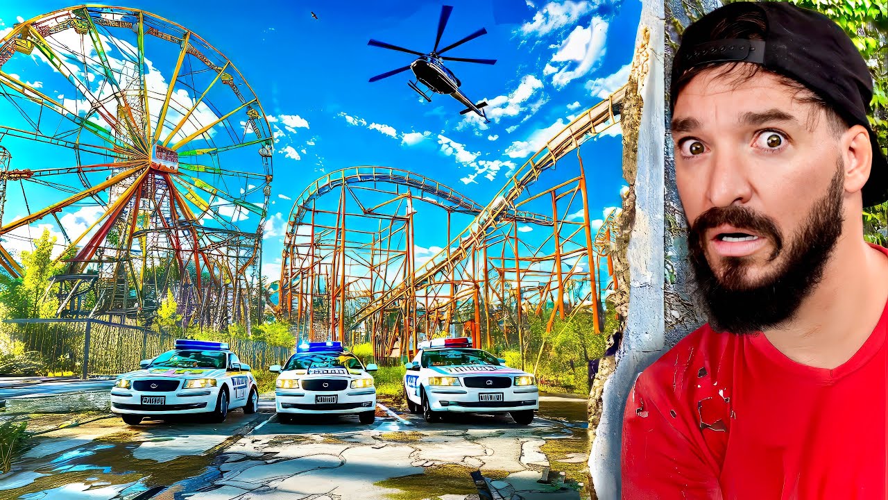 SURROUNDED BY POLICE in ABANDONED AMUSEMENT PARK *EPIC ESCAPE* - YouTube