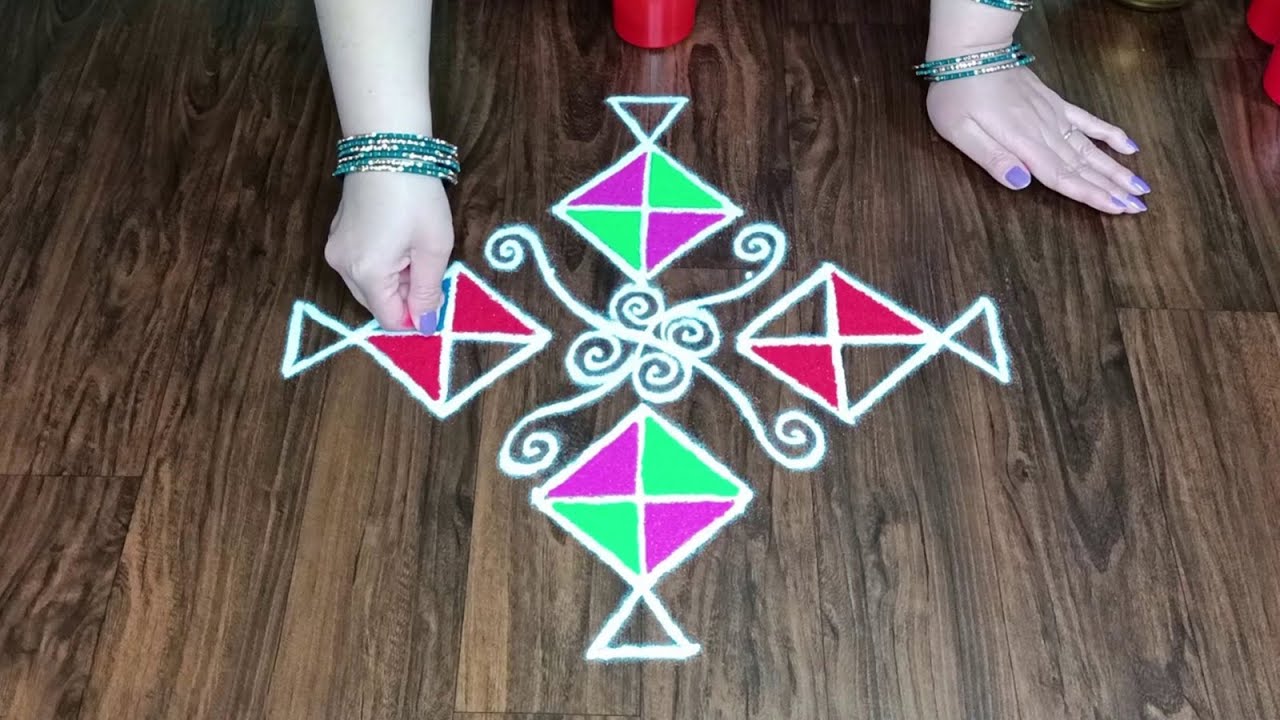 Sankranti Kite Rangoli Video | Easy Traditional Muggulu | Festival ...