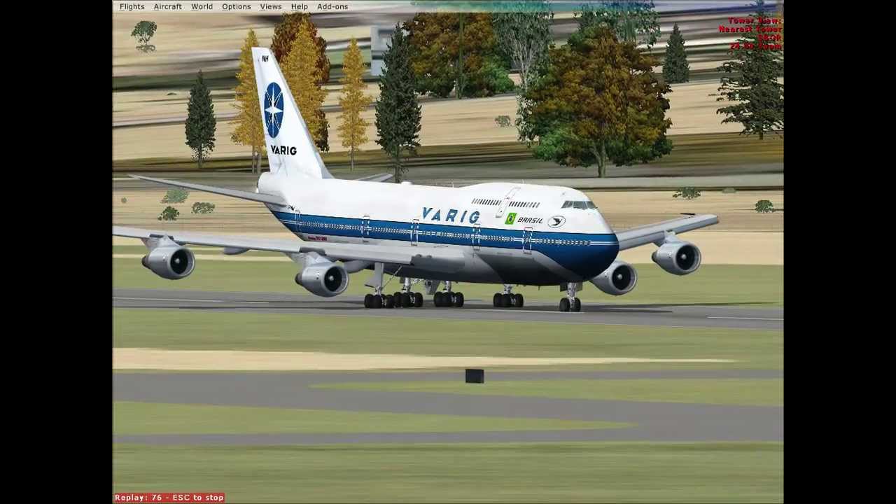 Varig 747-300 Flight Simulator FSX departs Sao Paulo Guarulhos runway ...