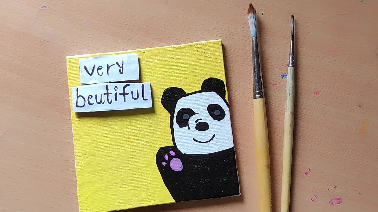 canvas panda 🐼 painting for beginners|canvas painting|easy step-by-step ...