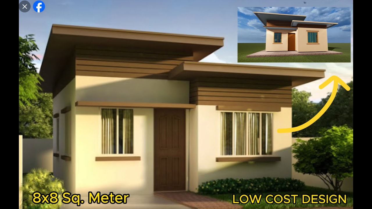 LOW COST HOUSING| BUNGALOW DESIGN SERIES | 8X8 SQ. METER - YouTube