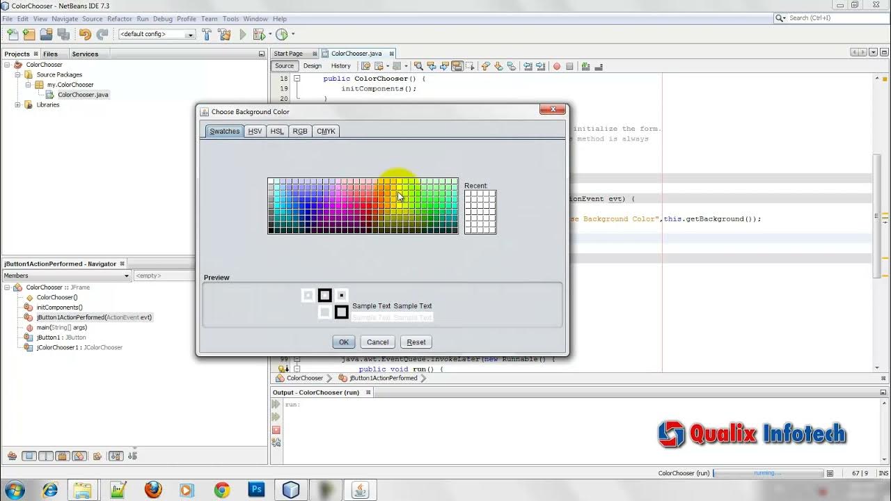 How to use JColorChooser in JFrame using Netbeans - YouTube