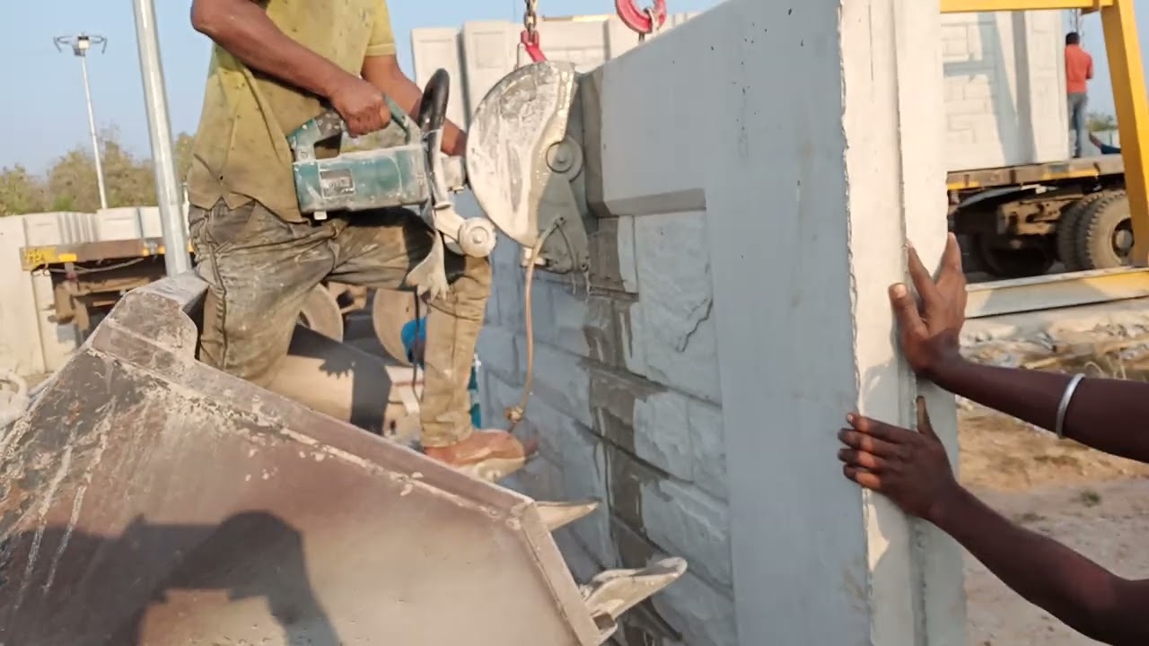 precast wall cutting - YouTube