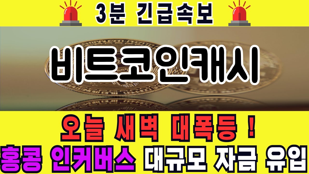 비트코인캐시 홍콩 인커버스 대규모 자금 유입 바로 00시간 폭등 확정 입니다비트코인캐시 비트코인캐시코인전망 비트