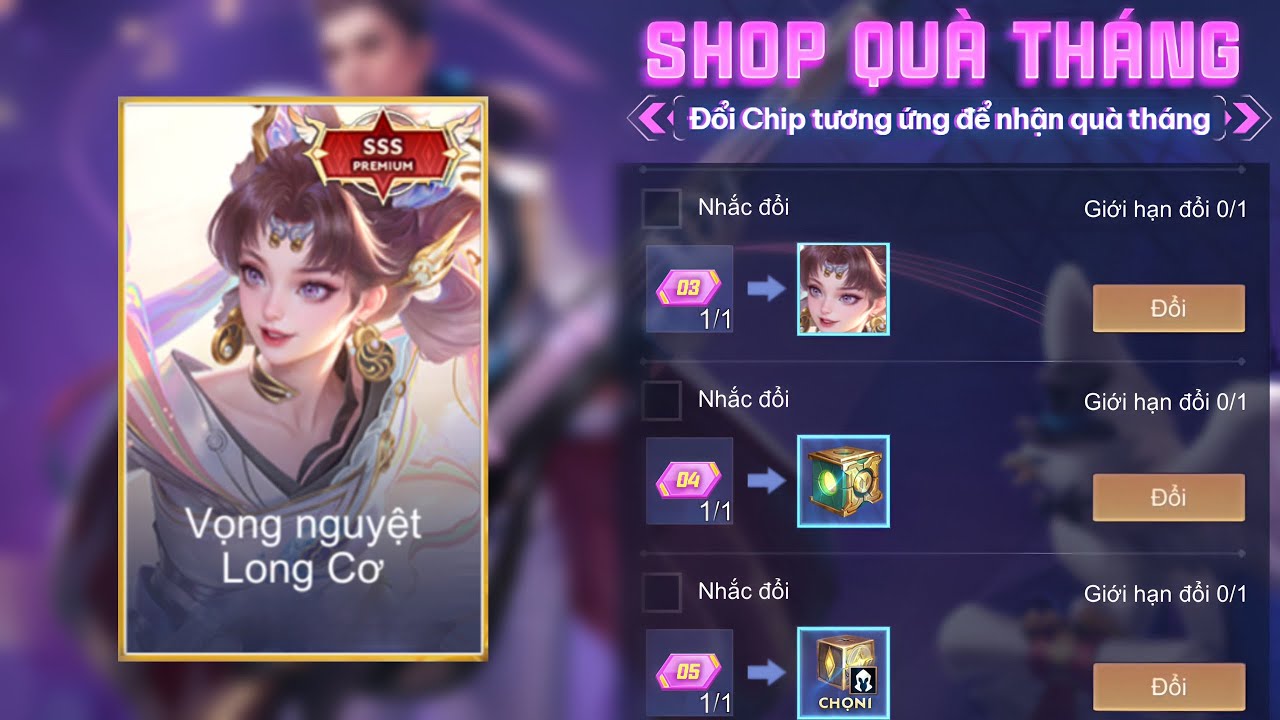Liên Quân | Cách Đổi HH Chip Tháng Lấy Violet Vọng Nguyệt Long Cơ Miễn ...