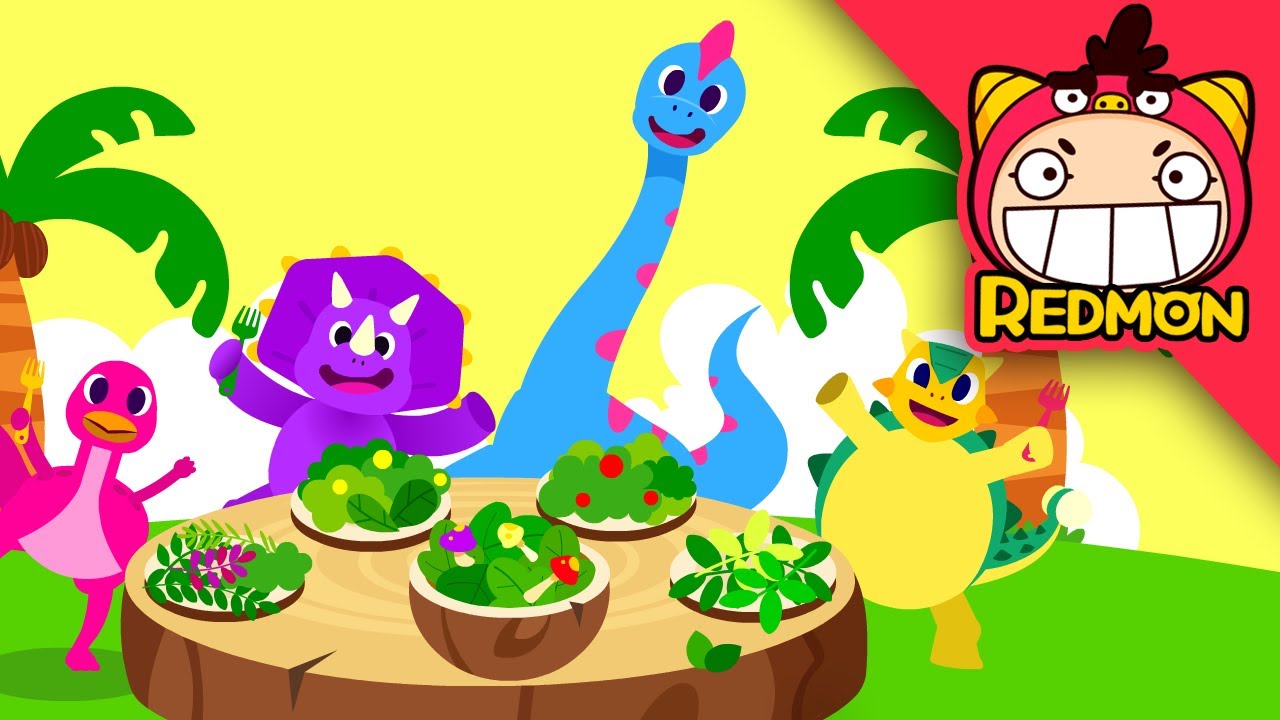 Plant eating dinosaur team | Dinosaur songs | Nursery Rhymes | REDMON ...