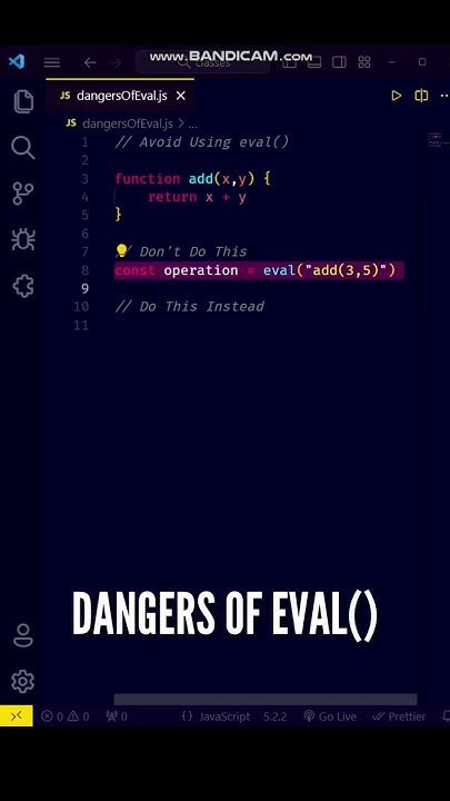 😬😬 Avoid Using Eval In Javascript Es6 Shorts Javascript Programming Coding Shortvideo Js