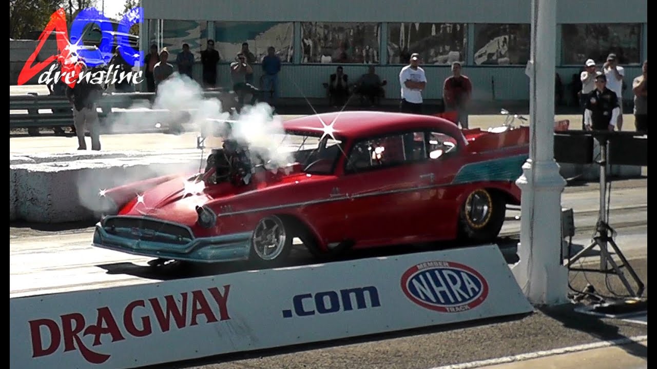 Alain Langlois Chevy Belair Napierville AdrenalineQC Drag Racing - YouTube