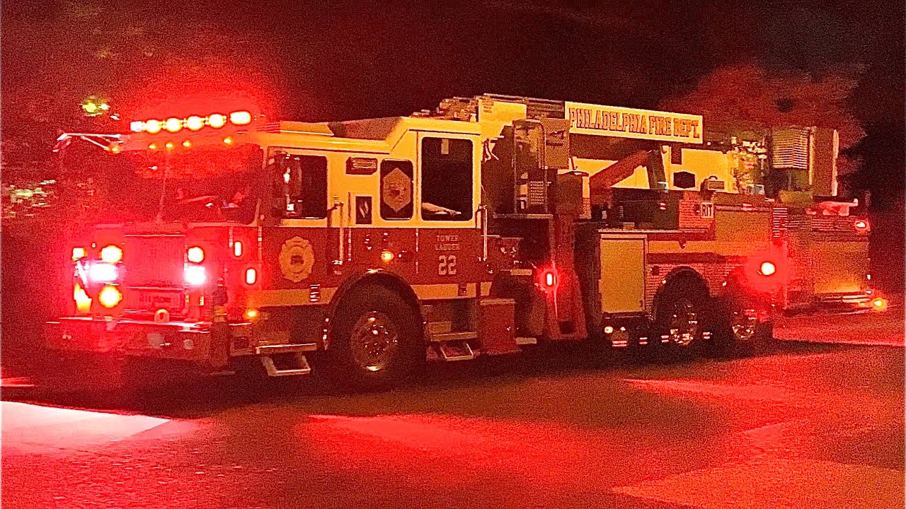 PHILADELPHIA FIRE DEPARTMENT TOWER LADDER 22 RESPONDING - YouTube