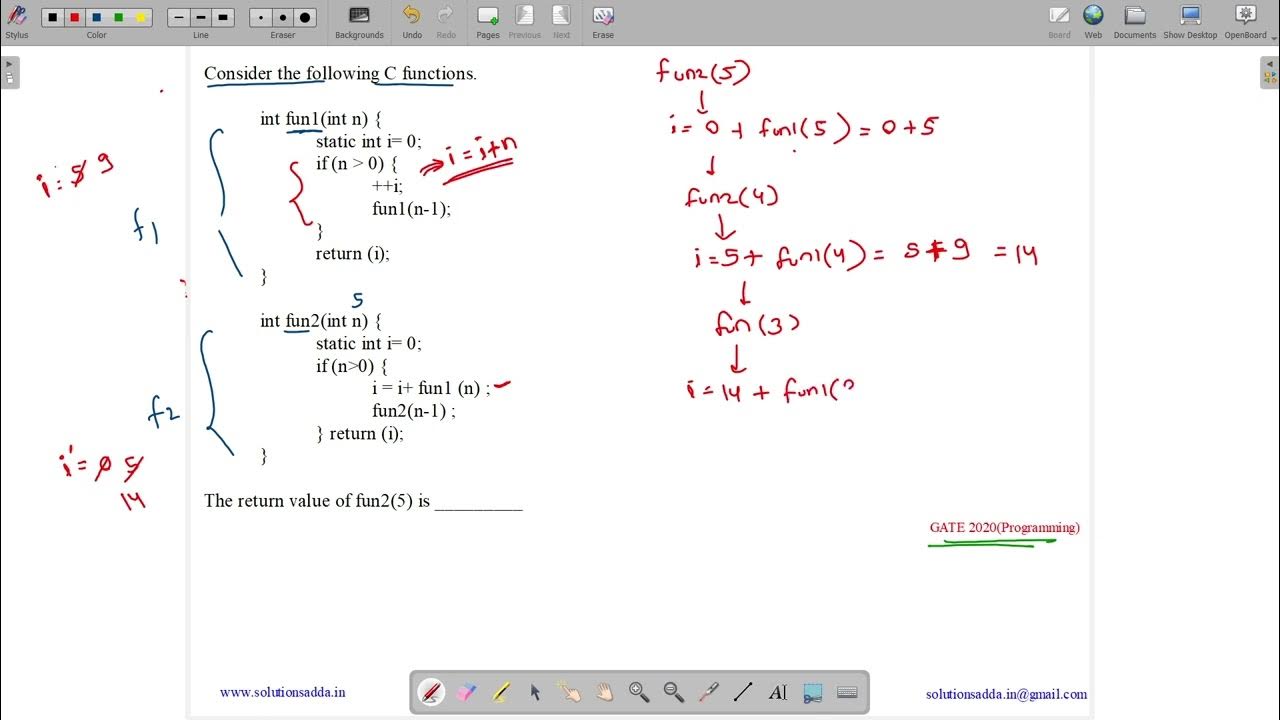 Gate 2020 C Programming Functions Solutions Adda Gate Test Series Explained By Vivek