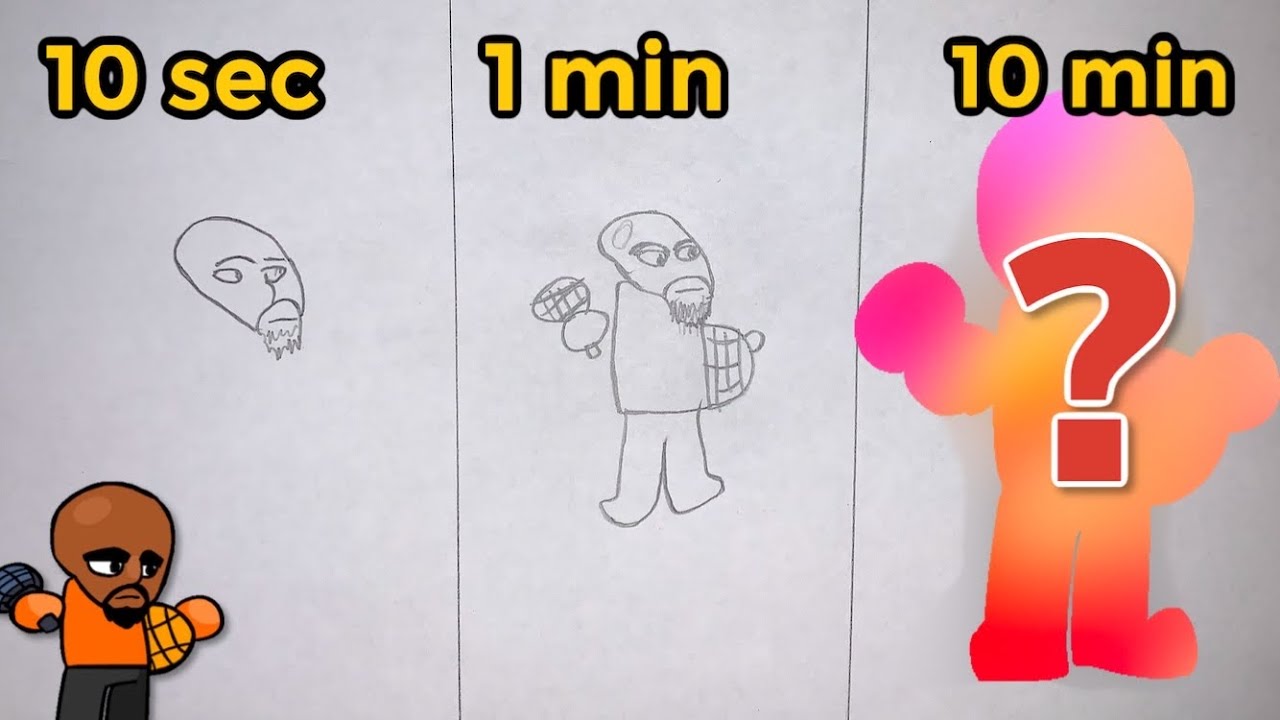 Drawing fnf Matt Mod in 10 seconds, 1 minute, 10 minutes | Friday Night ...