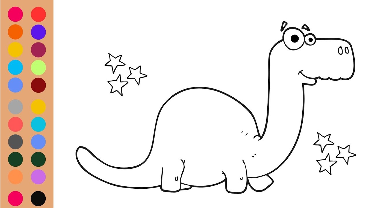 Dinosaurs Song & Coloring for Kids, Toddlers | How to Draw & Color Easy ...