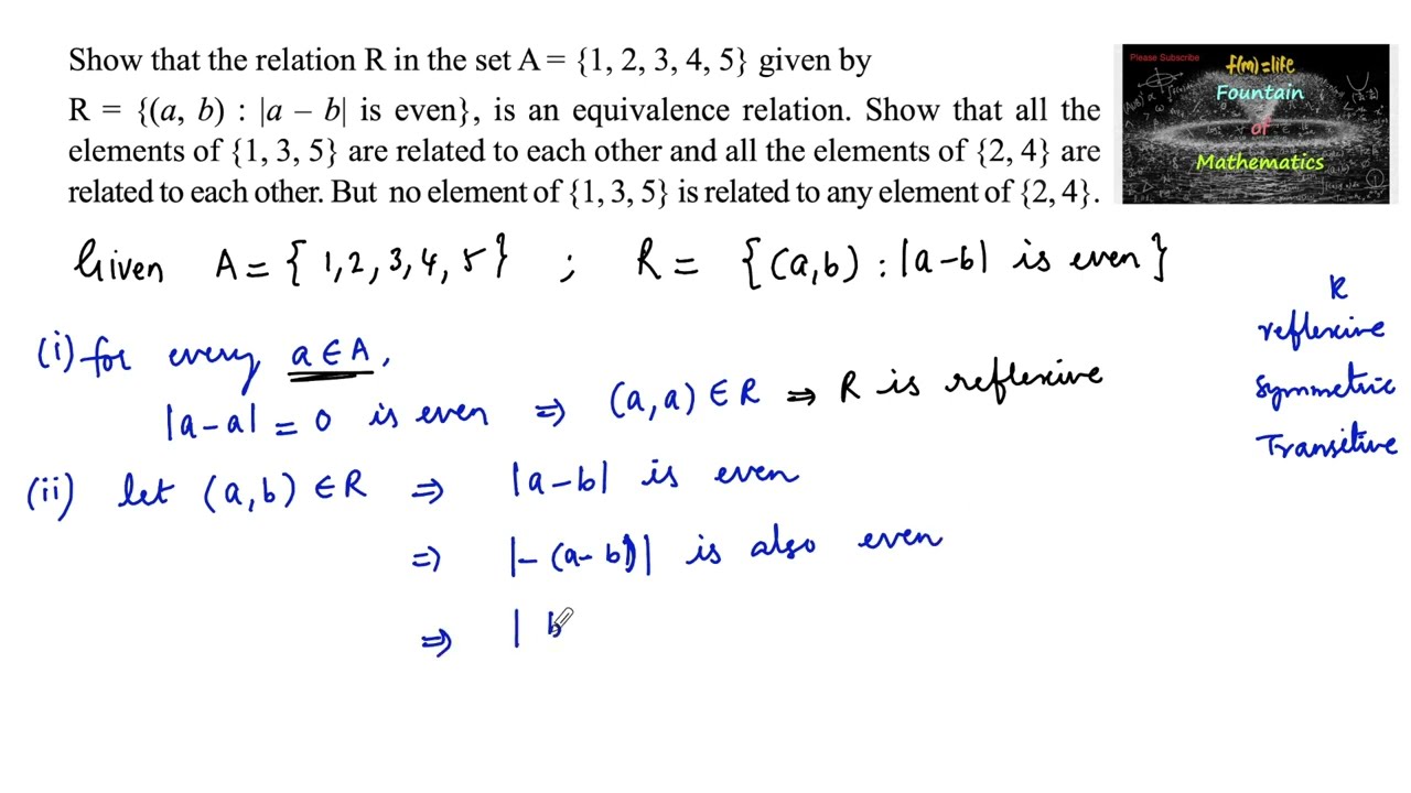 Show That Relation R In The SetA 1 2 3 4 5 Given By Elements Of 1 3