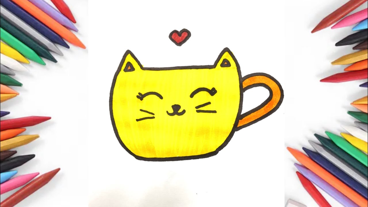 Cute Easy Cup Drawing, Colouring and painting | How to draw cup for ...
