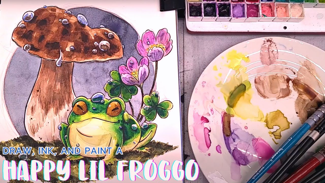 Learn to Draw a Frog In the Rain! Start to Finish Sketch, Ink ...