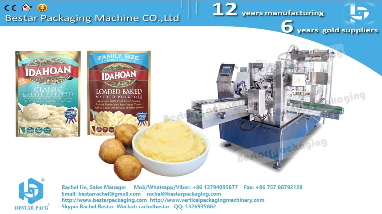 Mashed potato very viscous products flat pouch packaging machine with ...