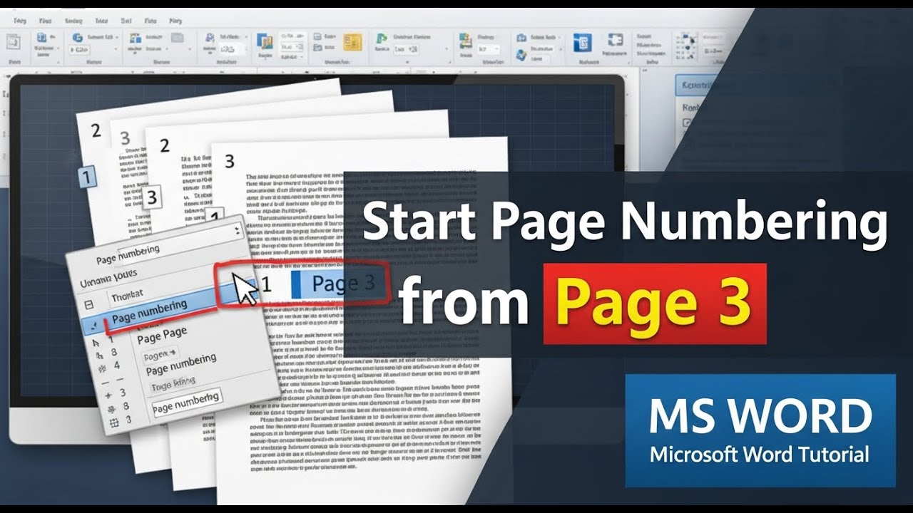 Start Page Numbering from Page 3 in MS WORD Easily Today - YouTube