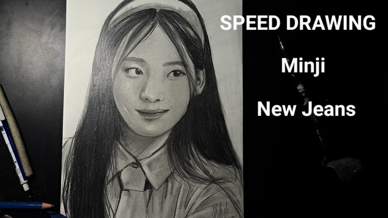 Drawing Minji - Newjeans [Timelapse-Speed drawing] - YouTube