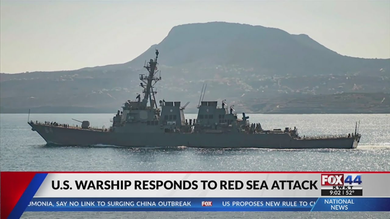 U.S. Warship Responds to Red Sea Attack - YouTube