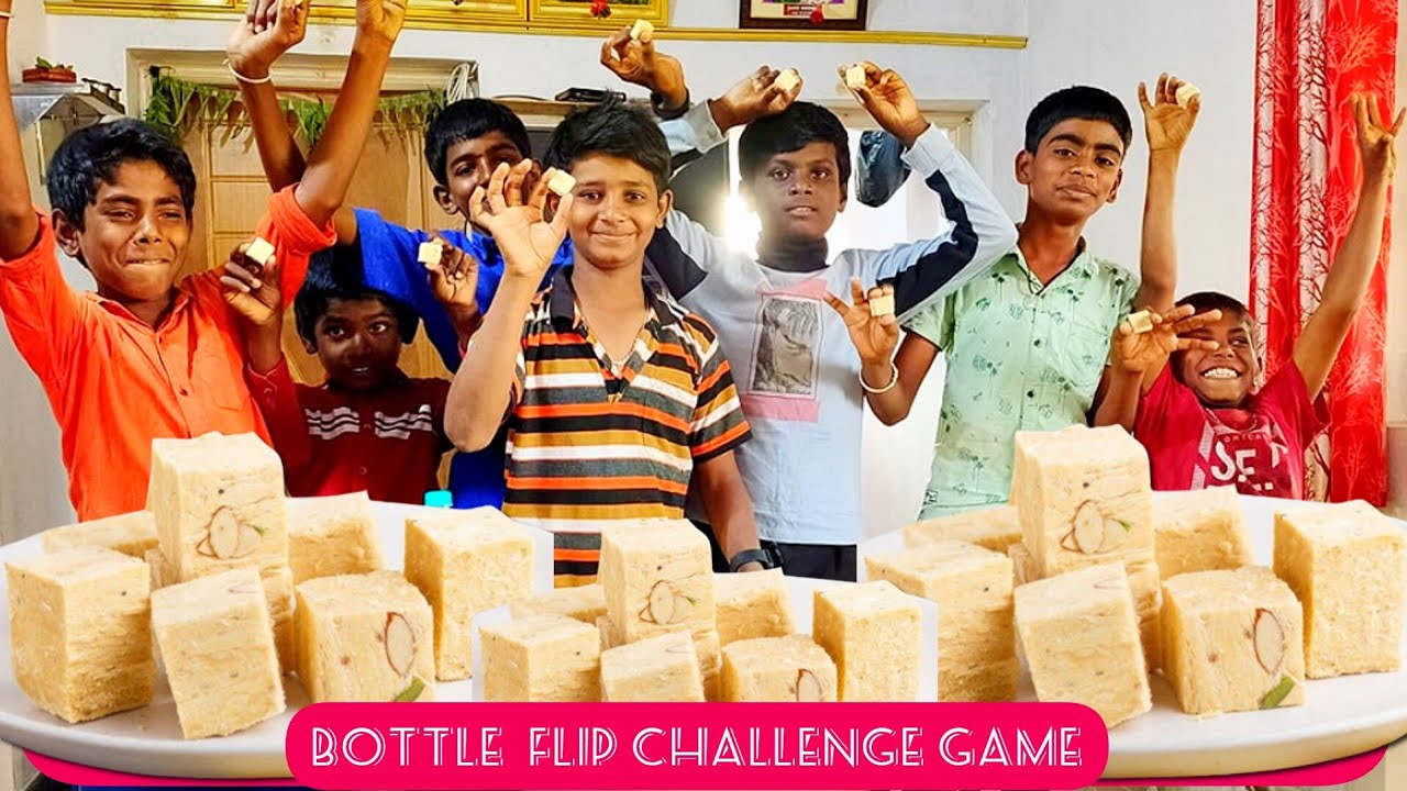Funny Bottle flip challenge game | Flip on table & win sweets by ...