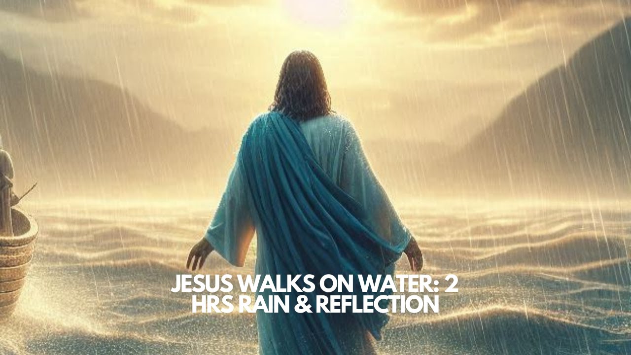 Jesus Walks on Water: 2 Hrs Calming Rain & Reflection with Bible Verses ...