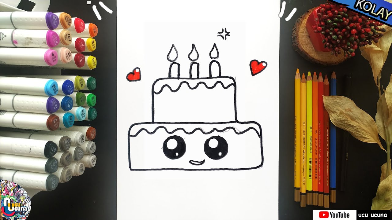 HOW TO DRAW A CUTE CAKE - STEP BY STEP - EASY FOR KİDS - 2023 - YouTube