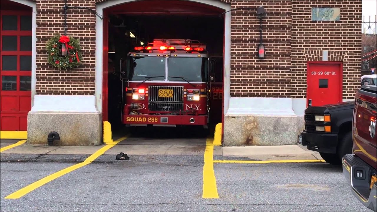 FDNY SQUAD 288 GOING OUT FOR LUNCH FROM IT'S FIRE HOUSE IN MASPETH AREA ...