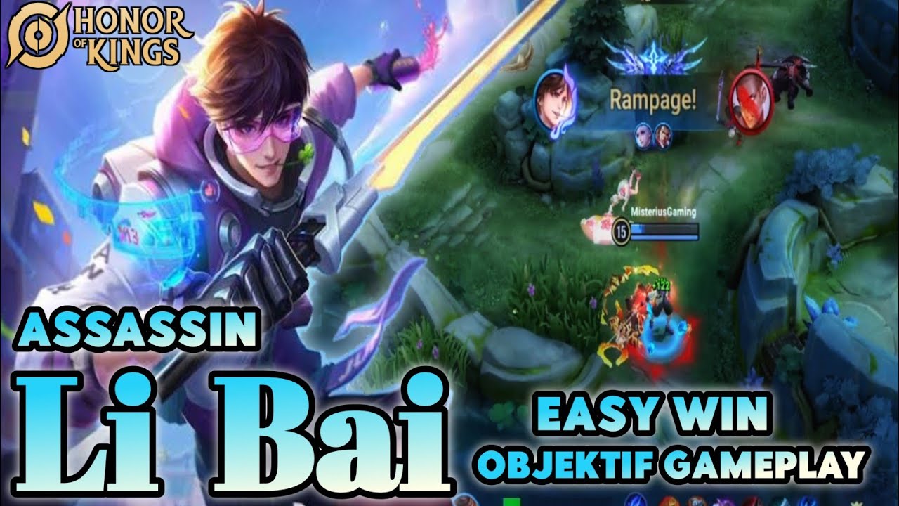 Li Bai Assassin Honor of Kings (HOK) Objektif gameplay AUTO WIN ...