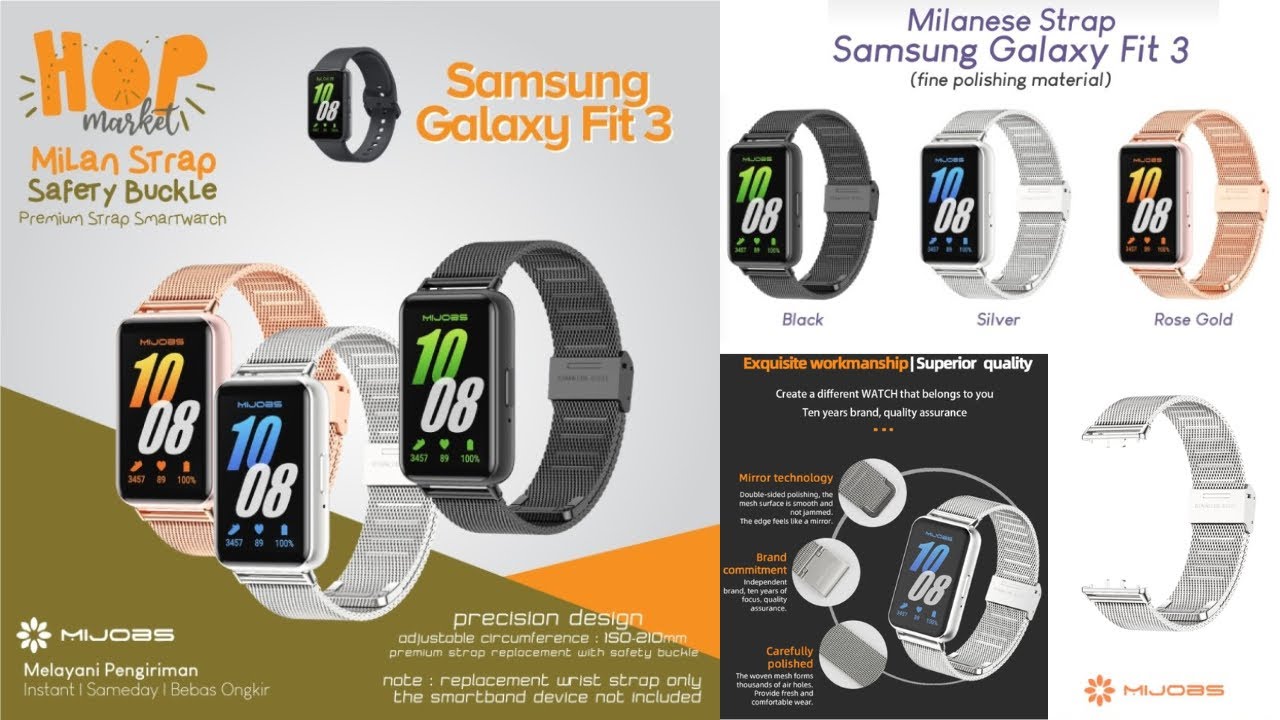 MIJOBS MILAN Stainless Strap for Galaxy Fit 3 (Tali Jam Buckle Steel ...