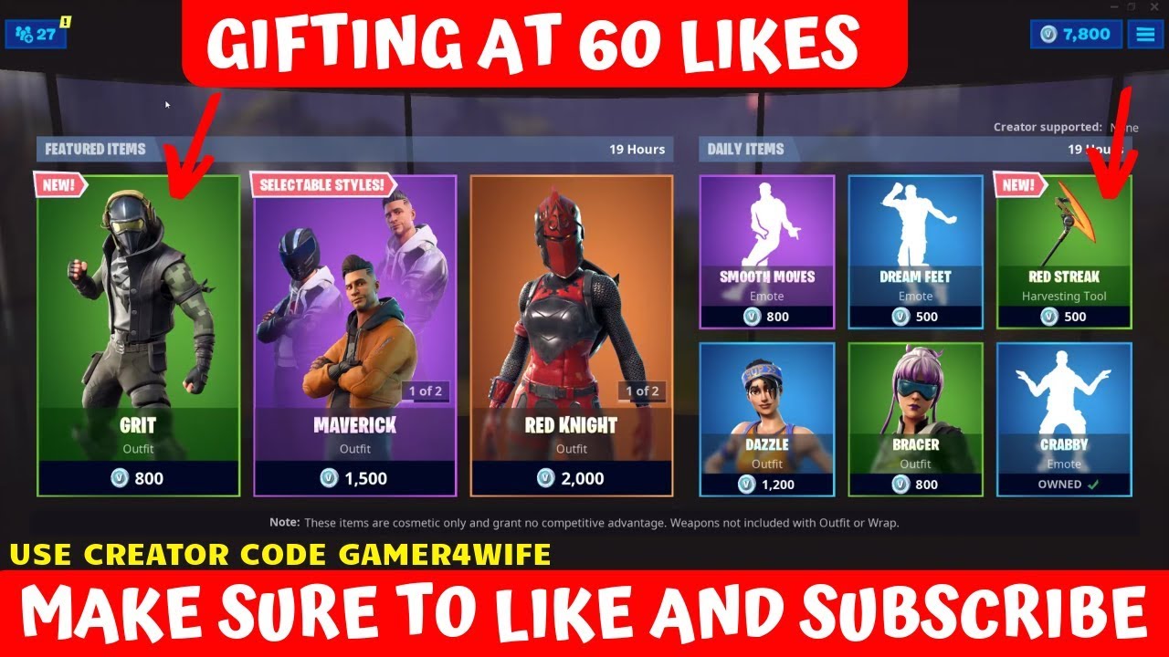 NEW Grit Skin and Red Streak Pick axe! Fortnite Item Shop August 15 ...