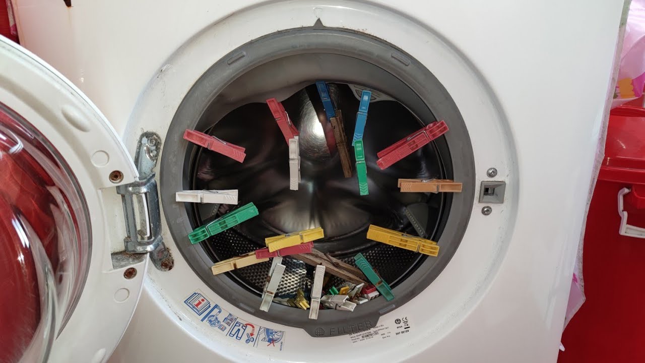 Experiment - Laundry Pins - In A Washing Machine - On Open Door - YouTube