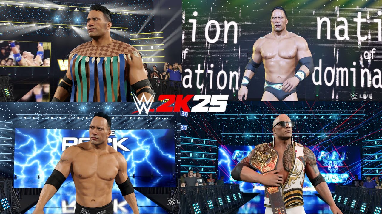 WWE 2K25 - All Versions Of The Rock ENTRANCES (PS5) - YouTube