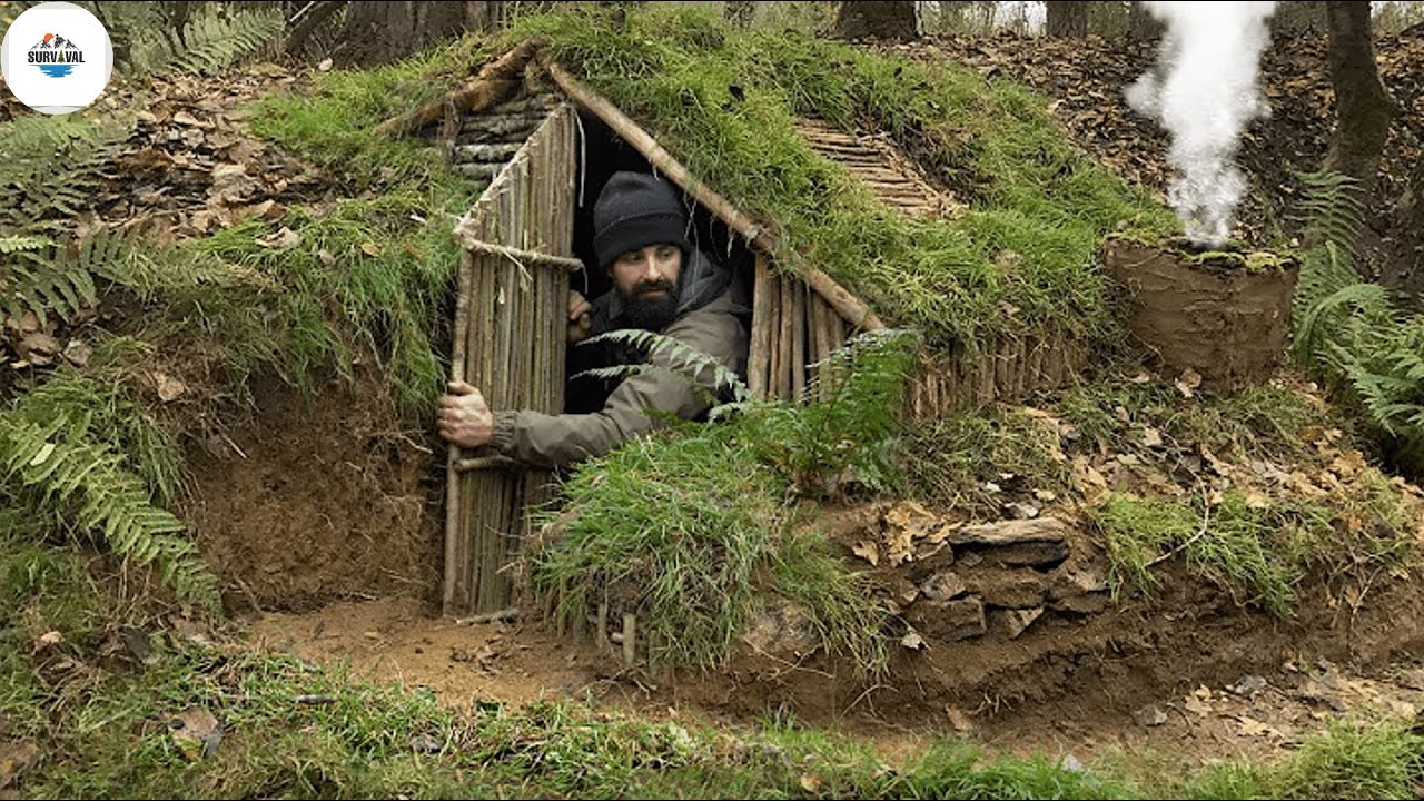 Building a Predator-Proof Survival Hut in 12 Hours | Start to Finish by ...